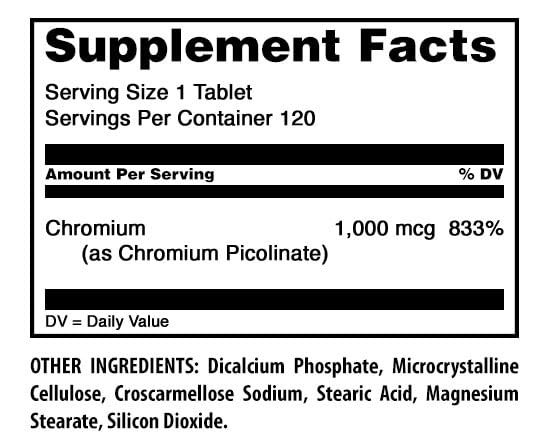 1000 mcg chromium supplement for health