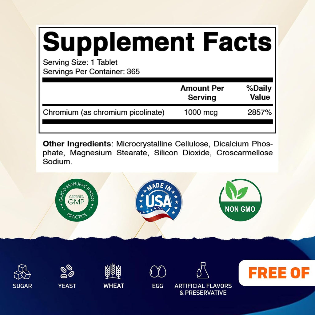 1000 mcg Chromium supplement
