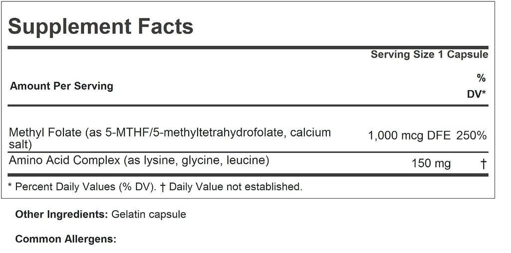 1000 mcg folate supplement for energy