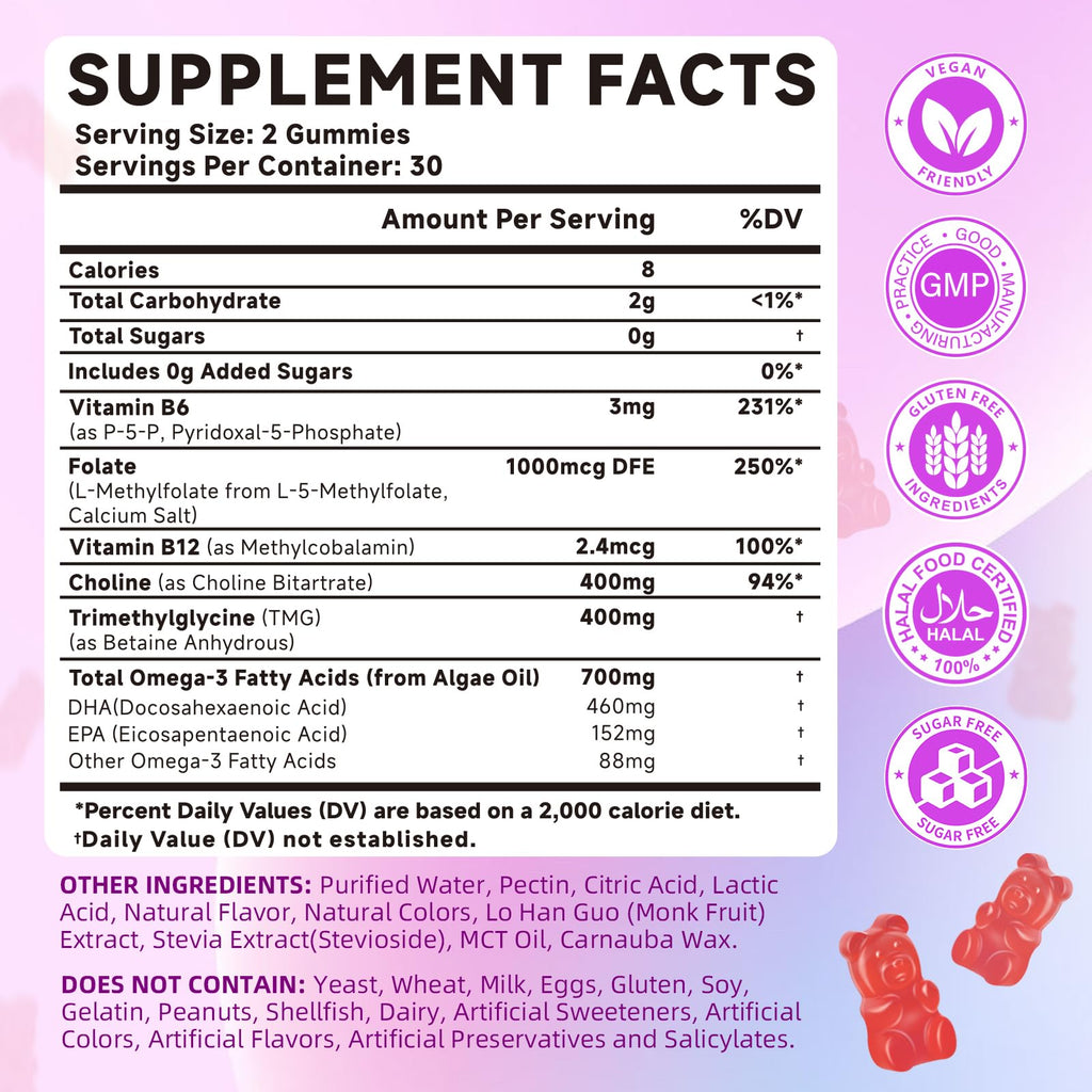 1000 mcg folate supplement gummies
