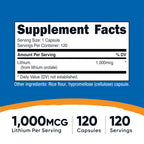 1000 mcg Lithium Orotate for mental wellness