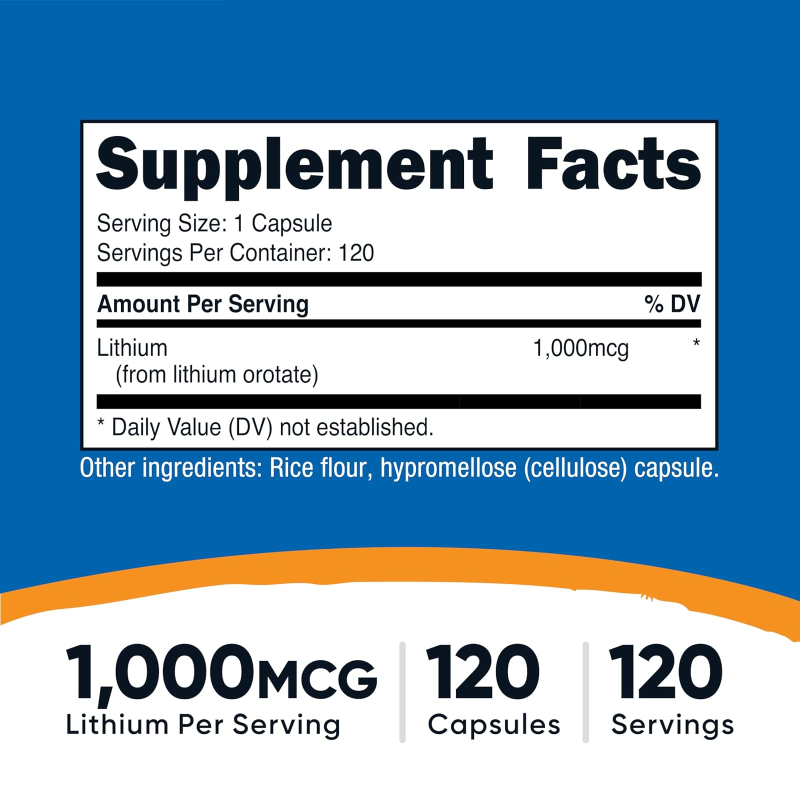 1000 mcg Lithium Orotate for mental wellness