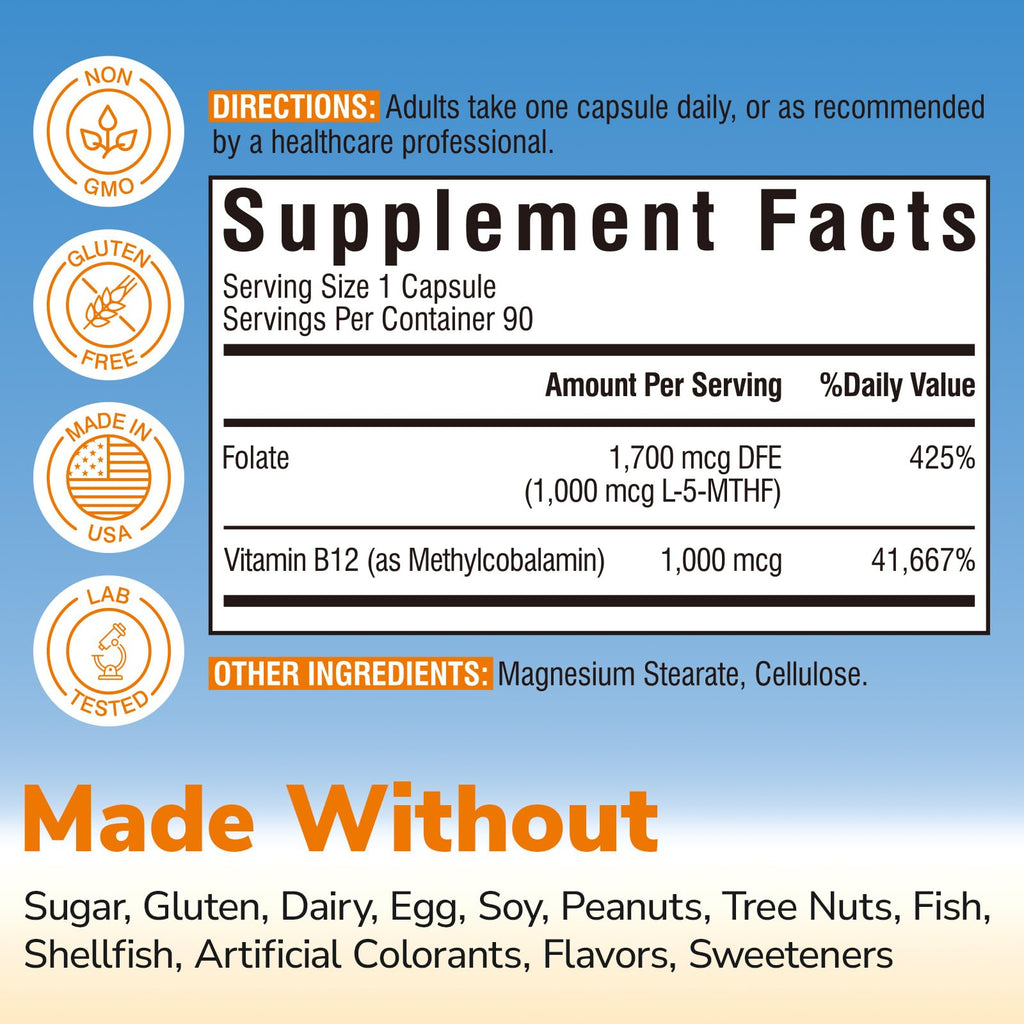 1000 mcg Methyl Folate tablets