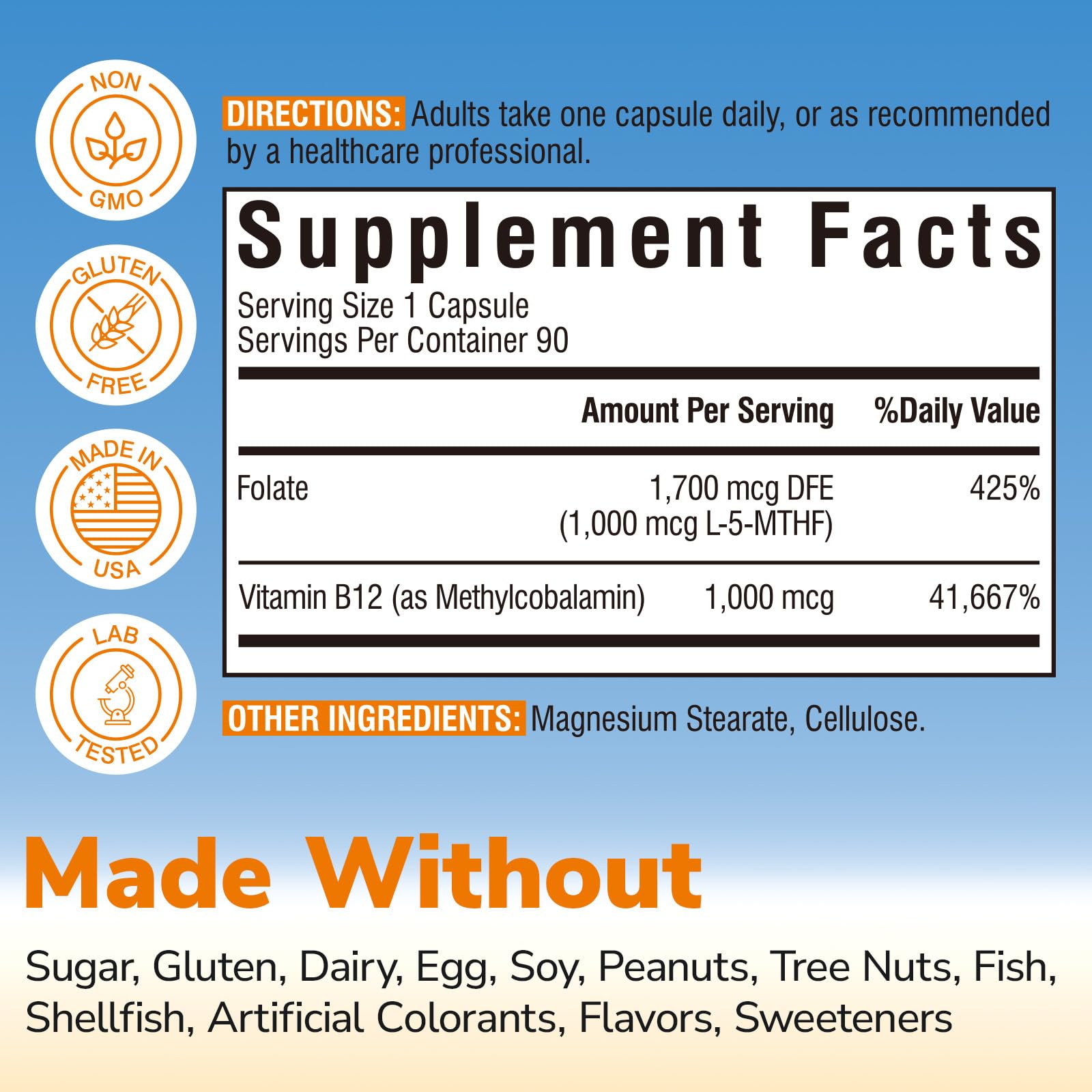 1000 mcg Methyl Folate tablets