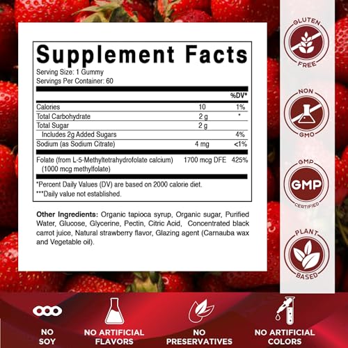 1000 mcg Methylfolate gummy vitamins