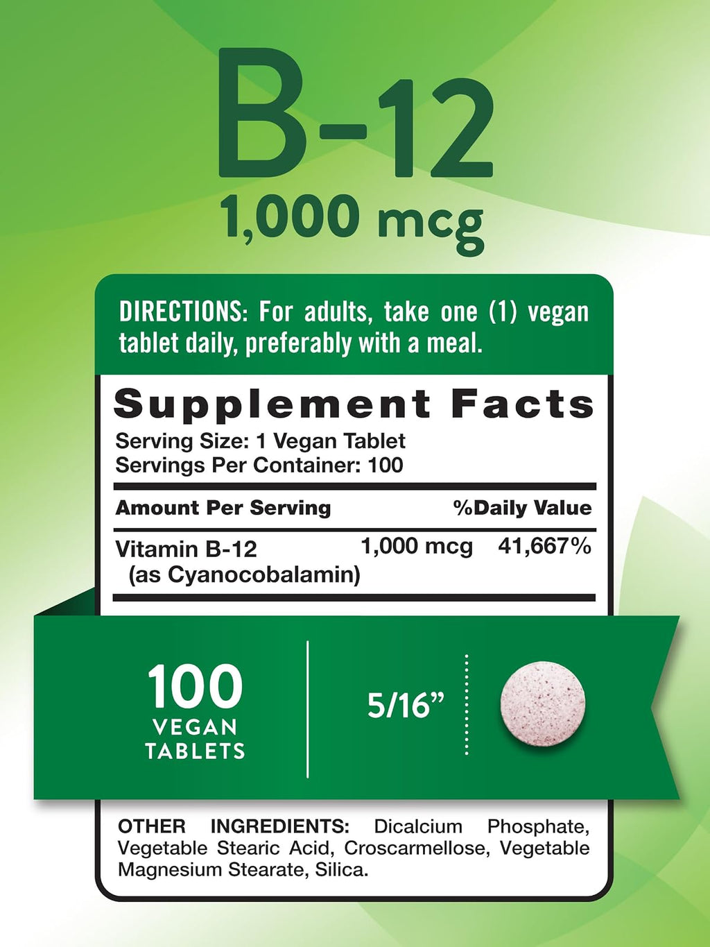 1000 mcg Vitamin B12 tablets