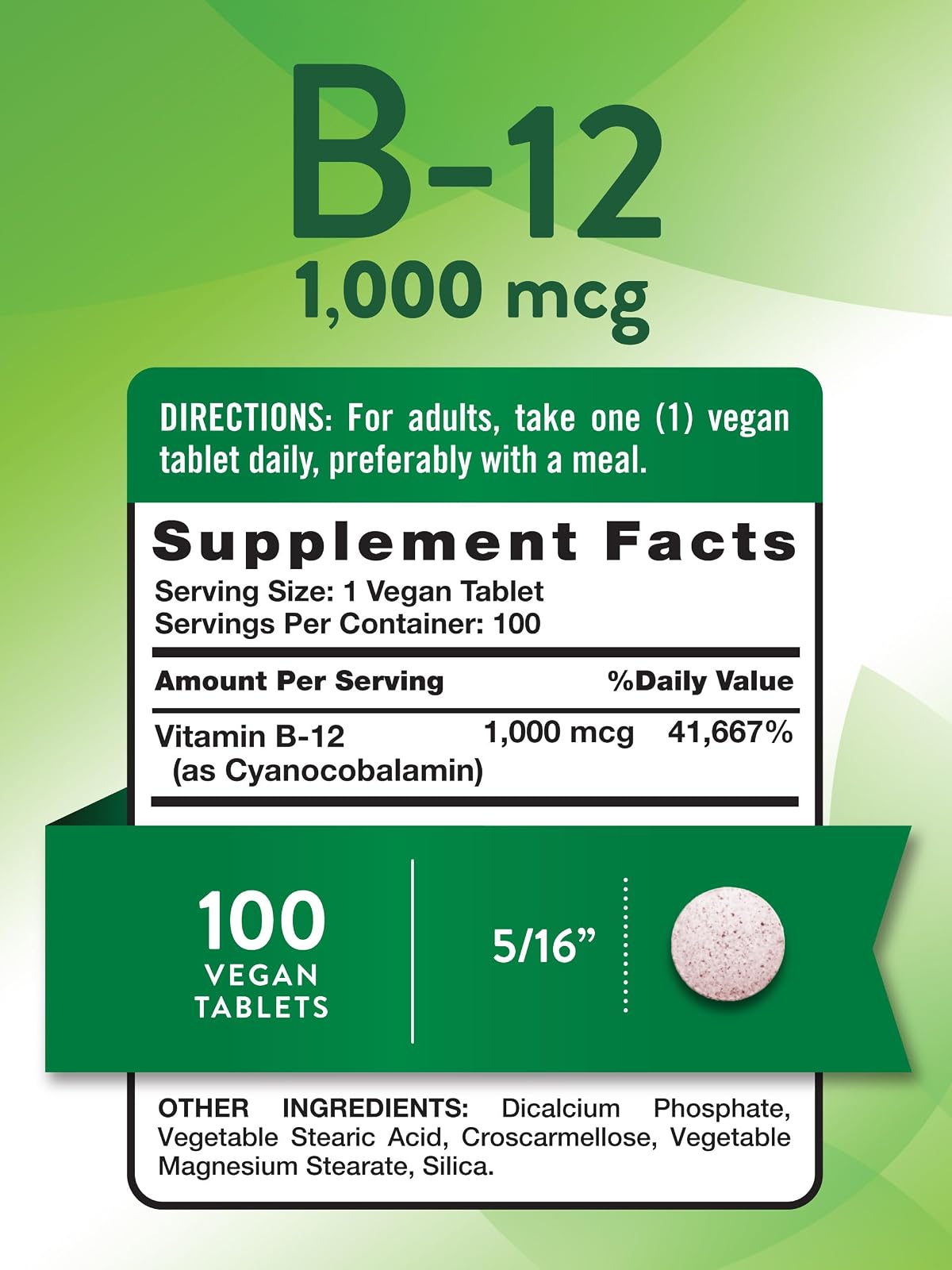 1000 mcg Vitamin B12 tablets