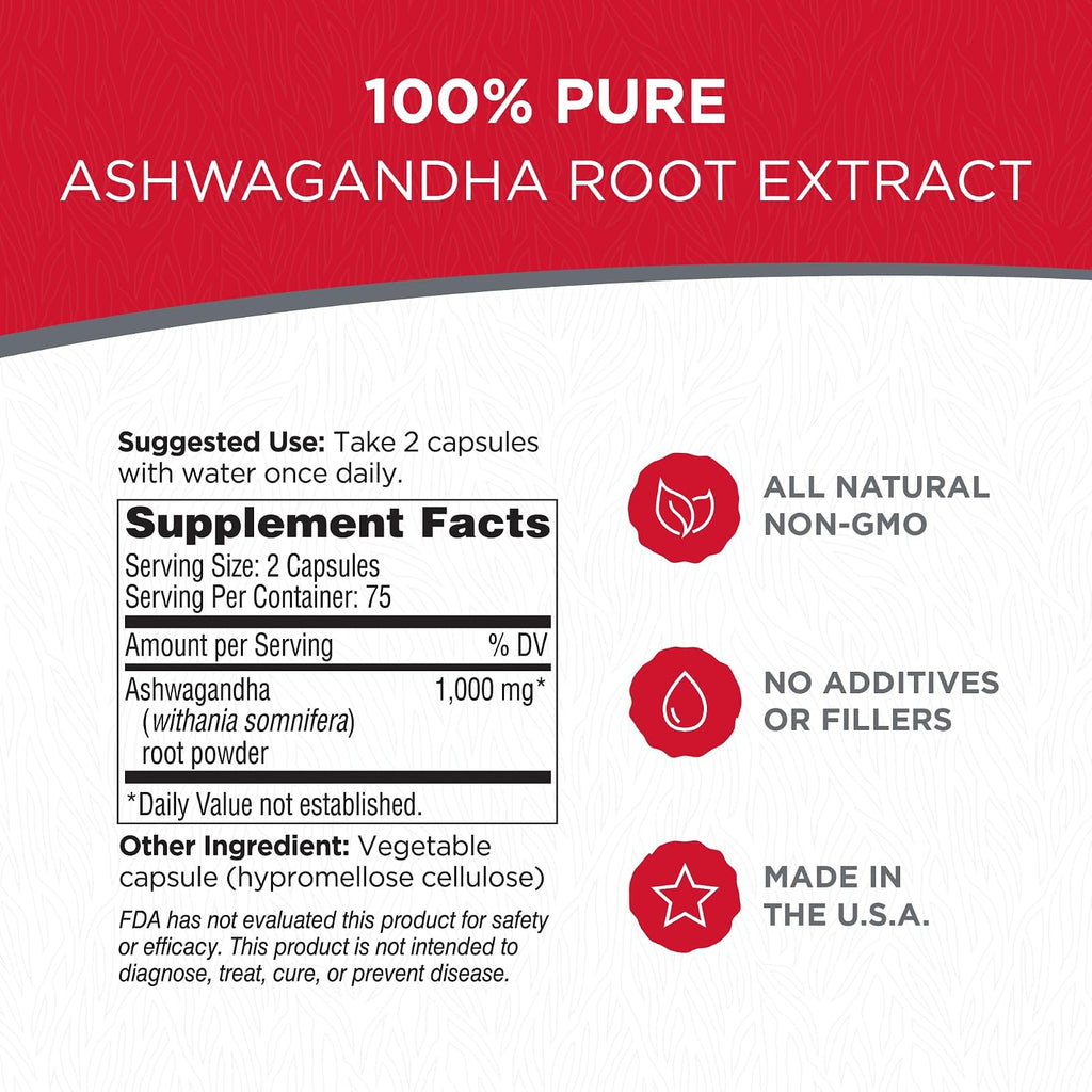 1000 mg Ashwagandha for stress relief