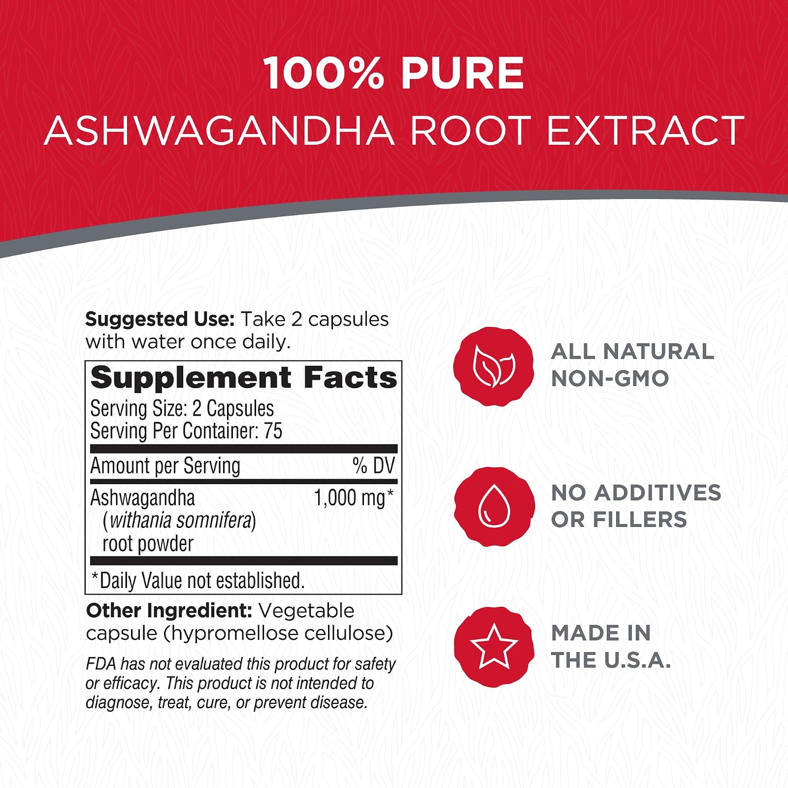 1000 mg Ashwagandha for stress relief