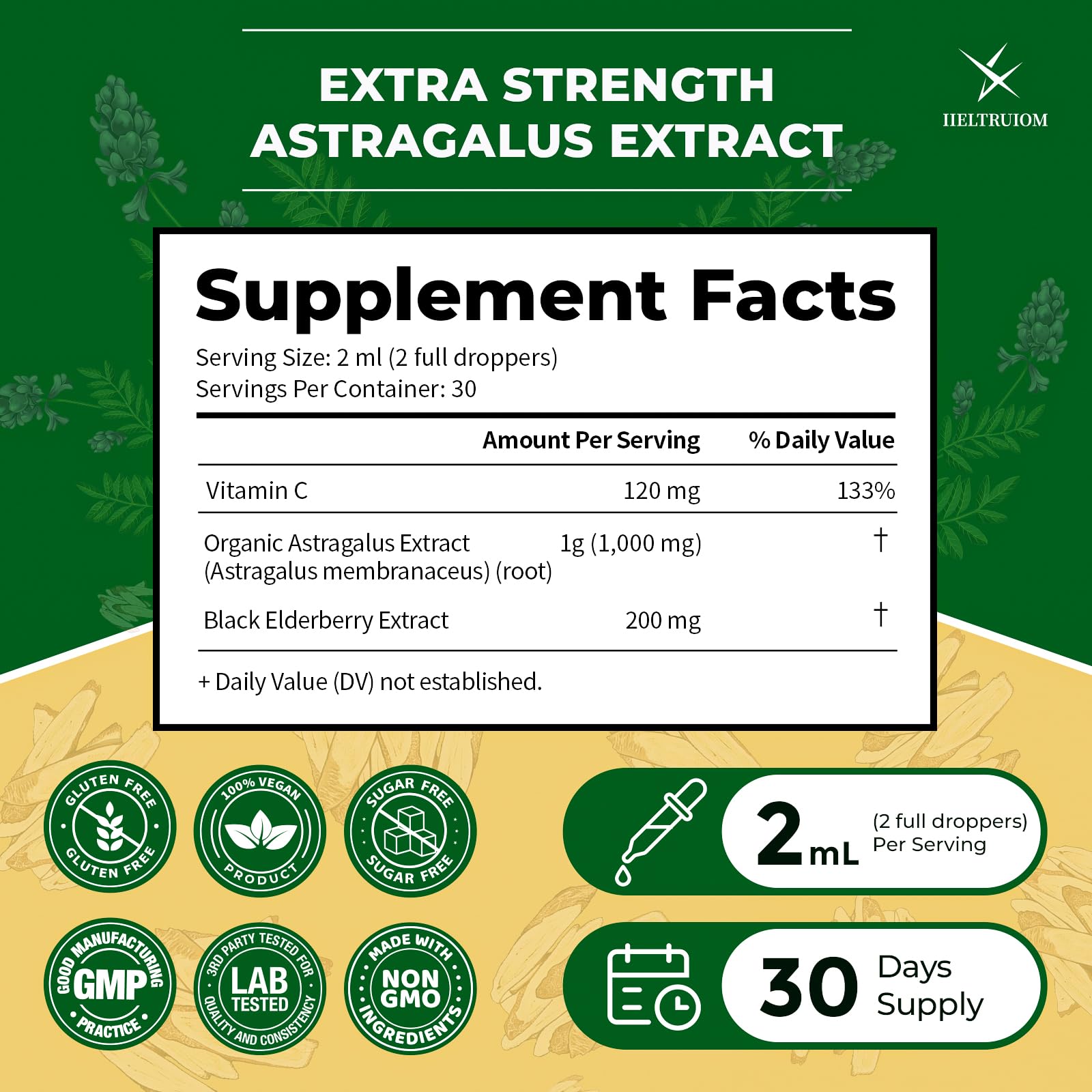 1000 mg astragalus herbal supplement