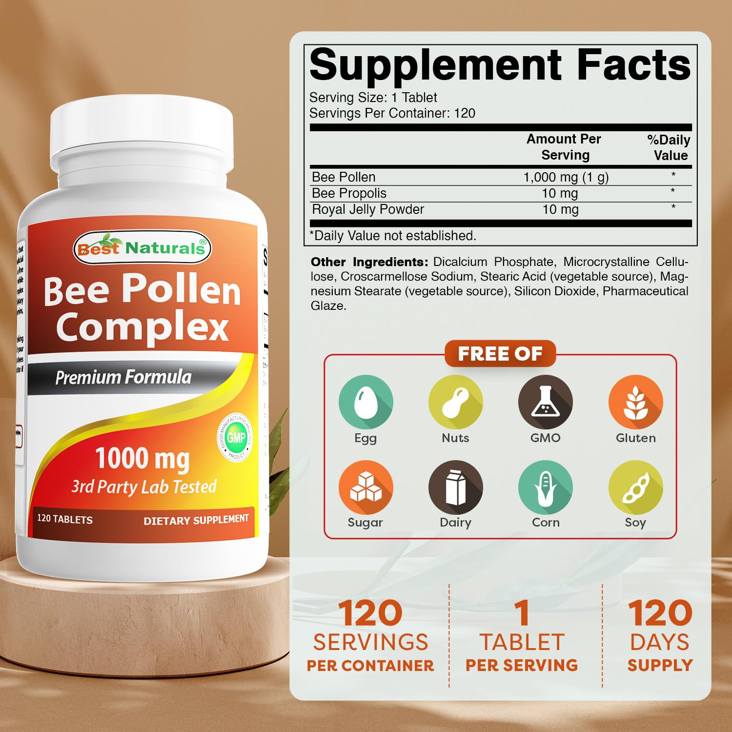 1000 mg bee pollen multivitamin for men