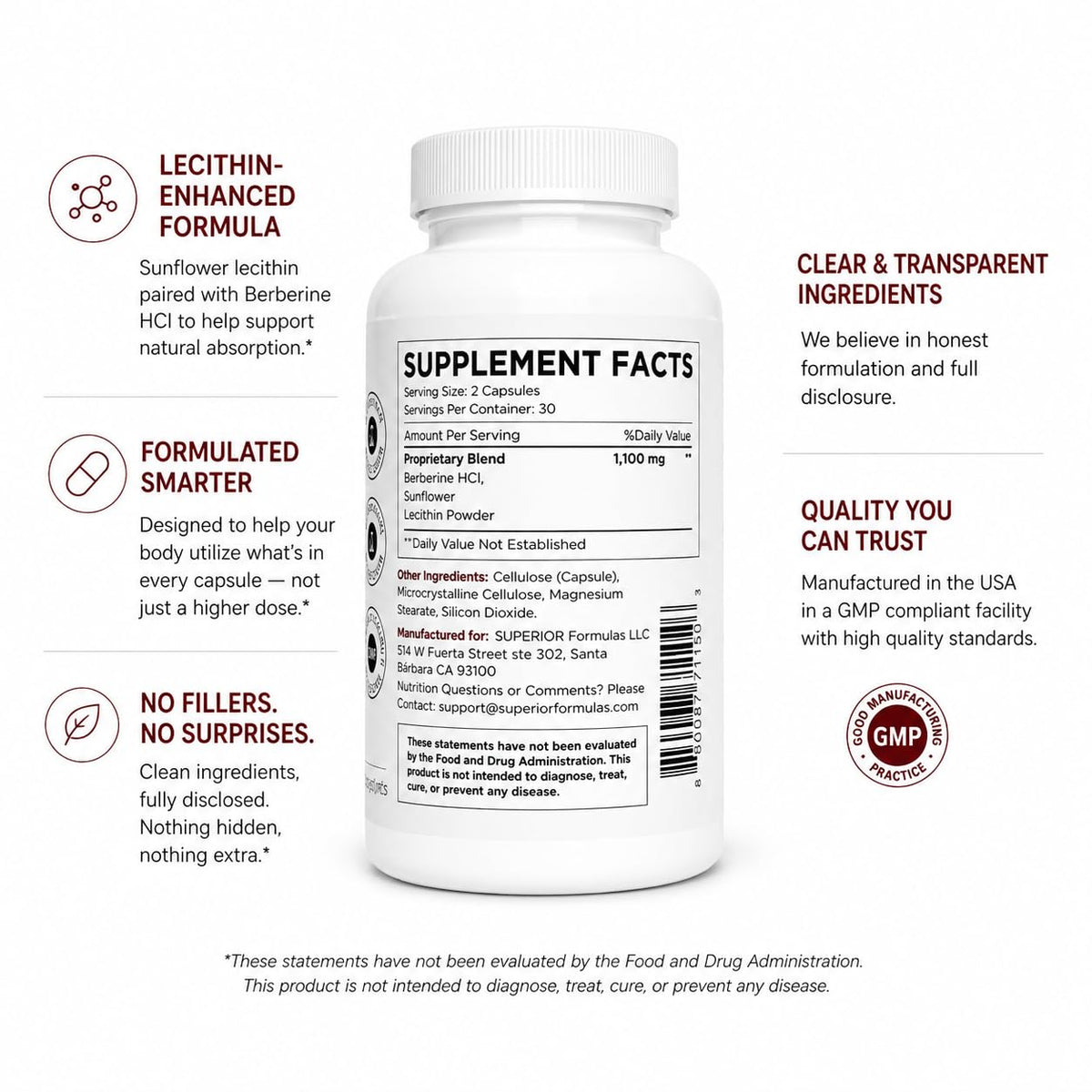 1000 mg Berberine+ capsules for wellness