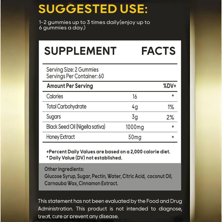 1000 mg black seed oil gummies
