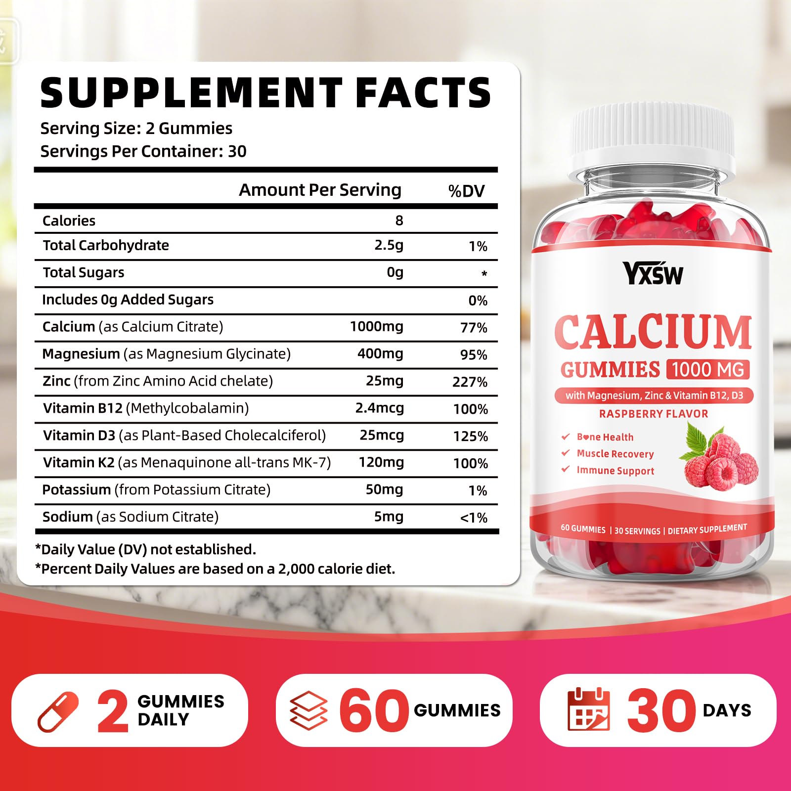 1000 mg calcium gummies for strong bones
