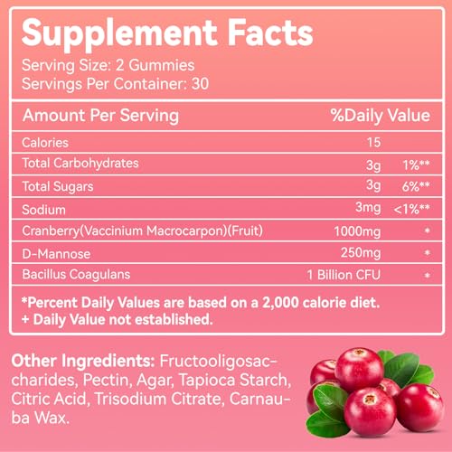 1000 mg cranberry gummies for health