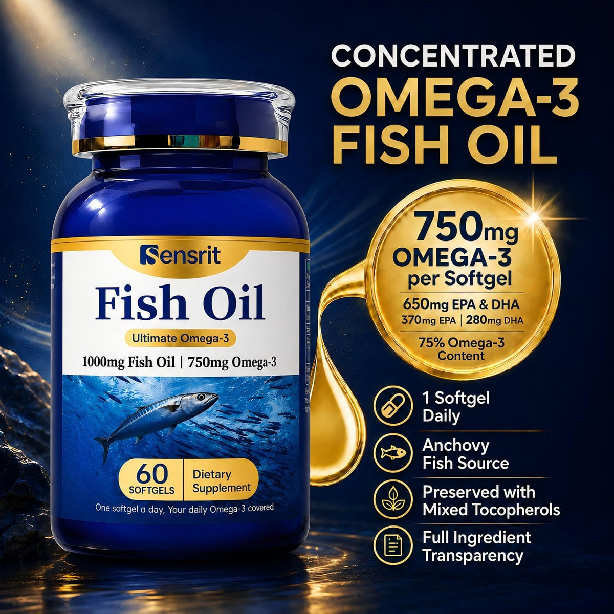 1000 mg fish oil softgels