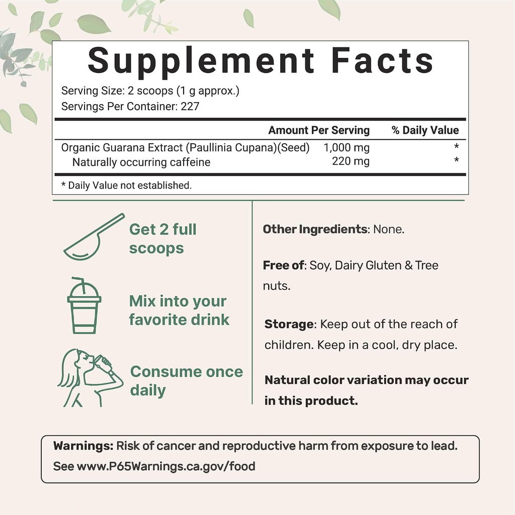 1000 mg guarana powder supplement