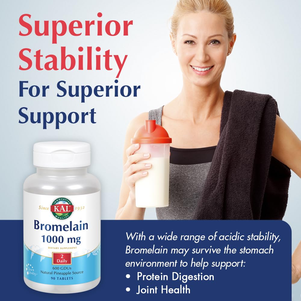 1000 mg KAL Bromelain enzyme tablets