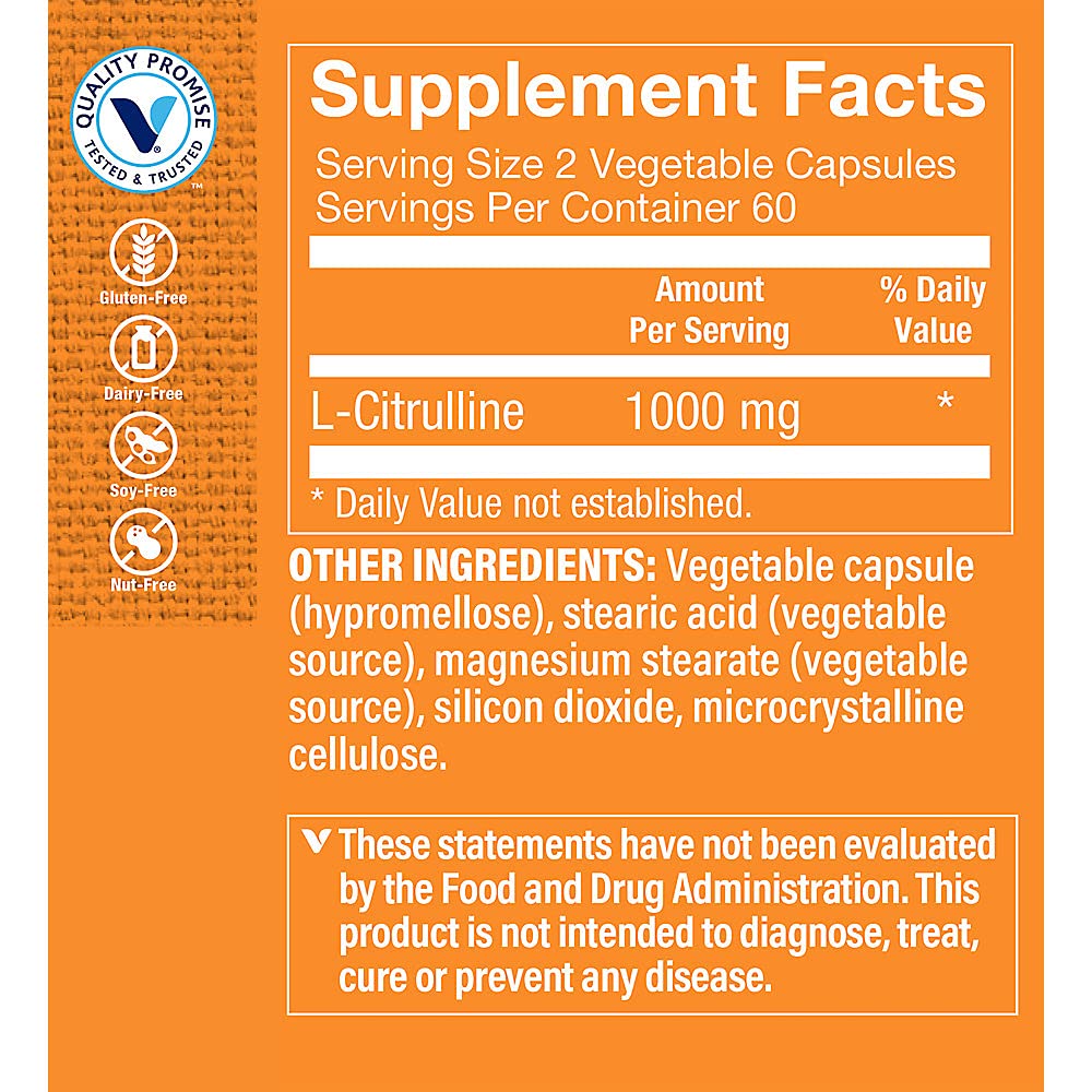 1000 mg L-Citrulline for energy boost
