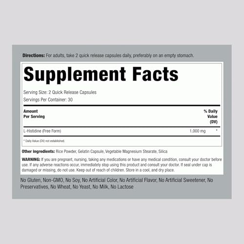 1000 mg L-Histidine for daily health