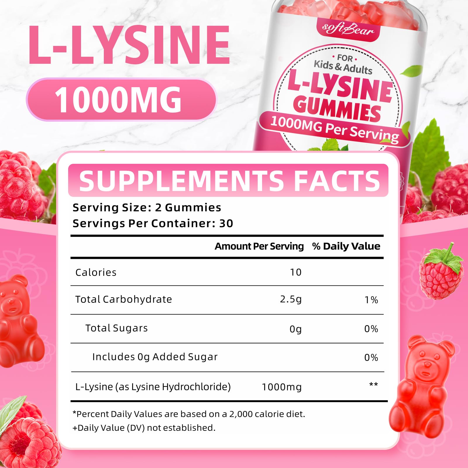 1000 mg l-lysine for immune support