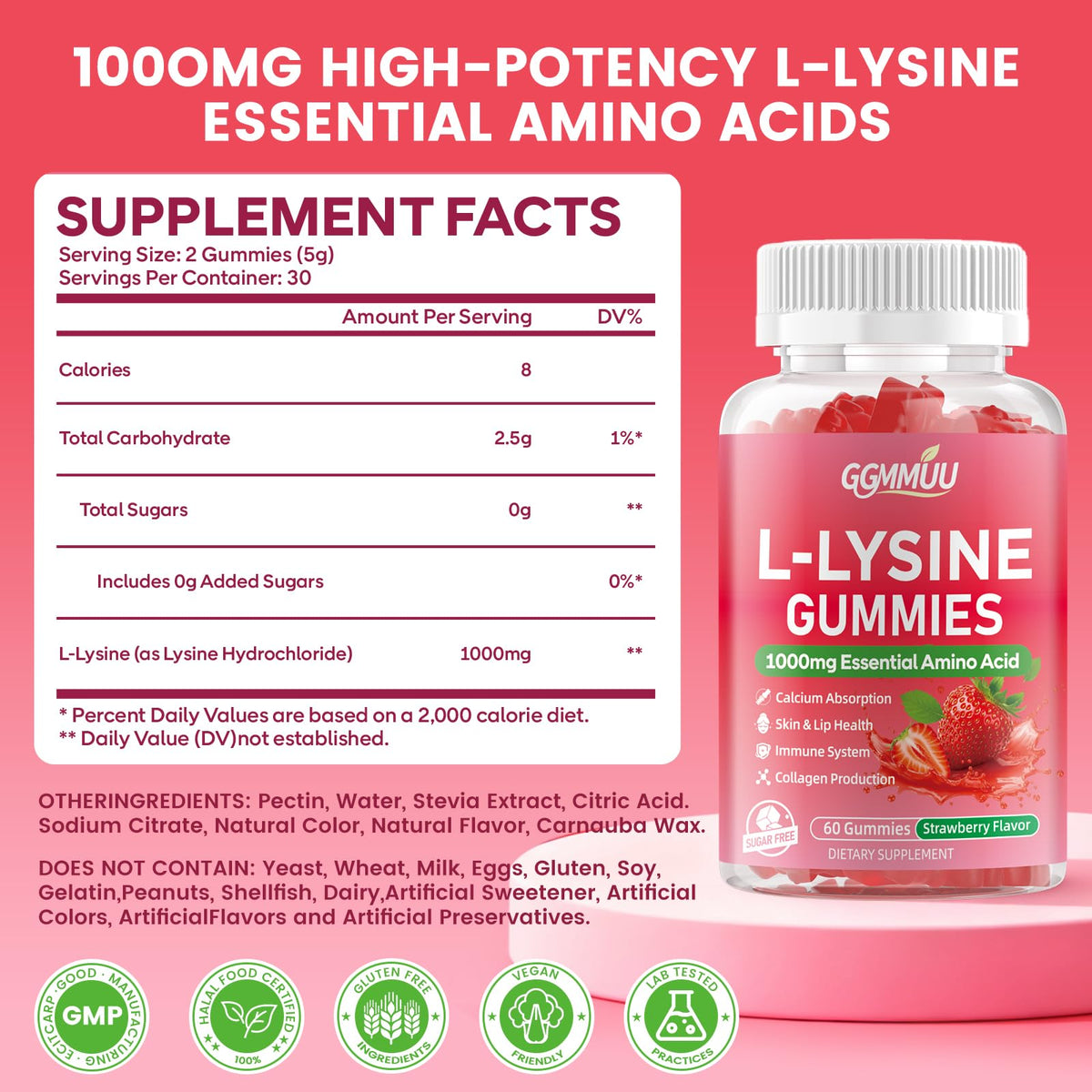 1000 mg L-Lysine gummies for health