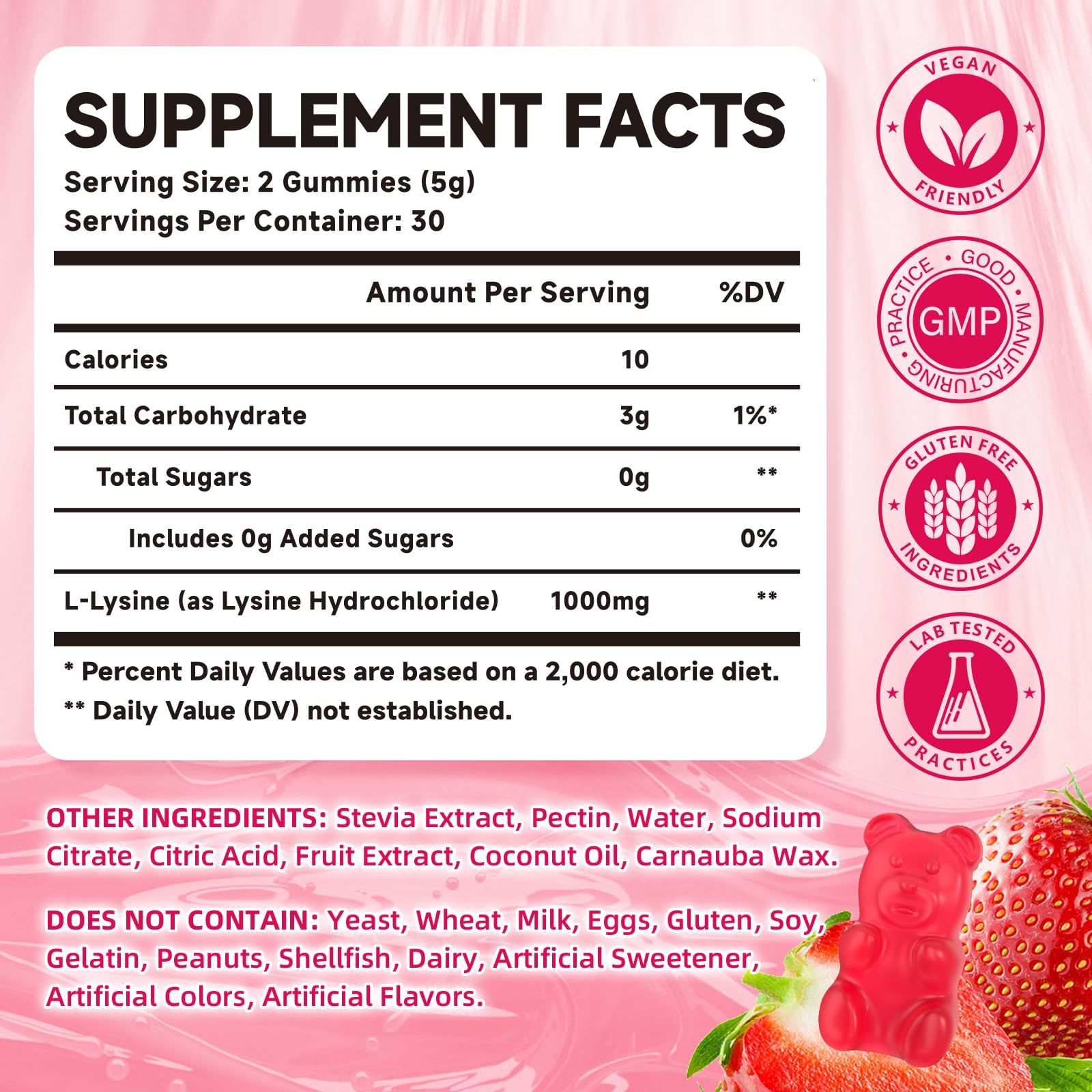 1000 mg l-lysine gummy supplements