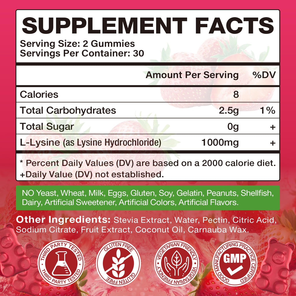 1000 mg l-lysine gummy supplements
