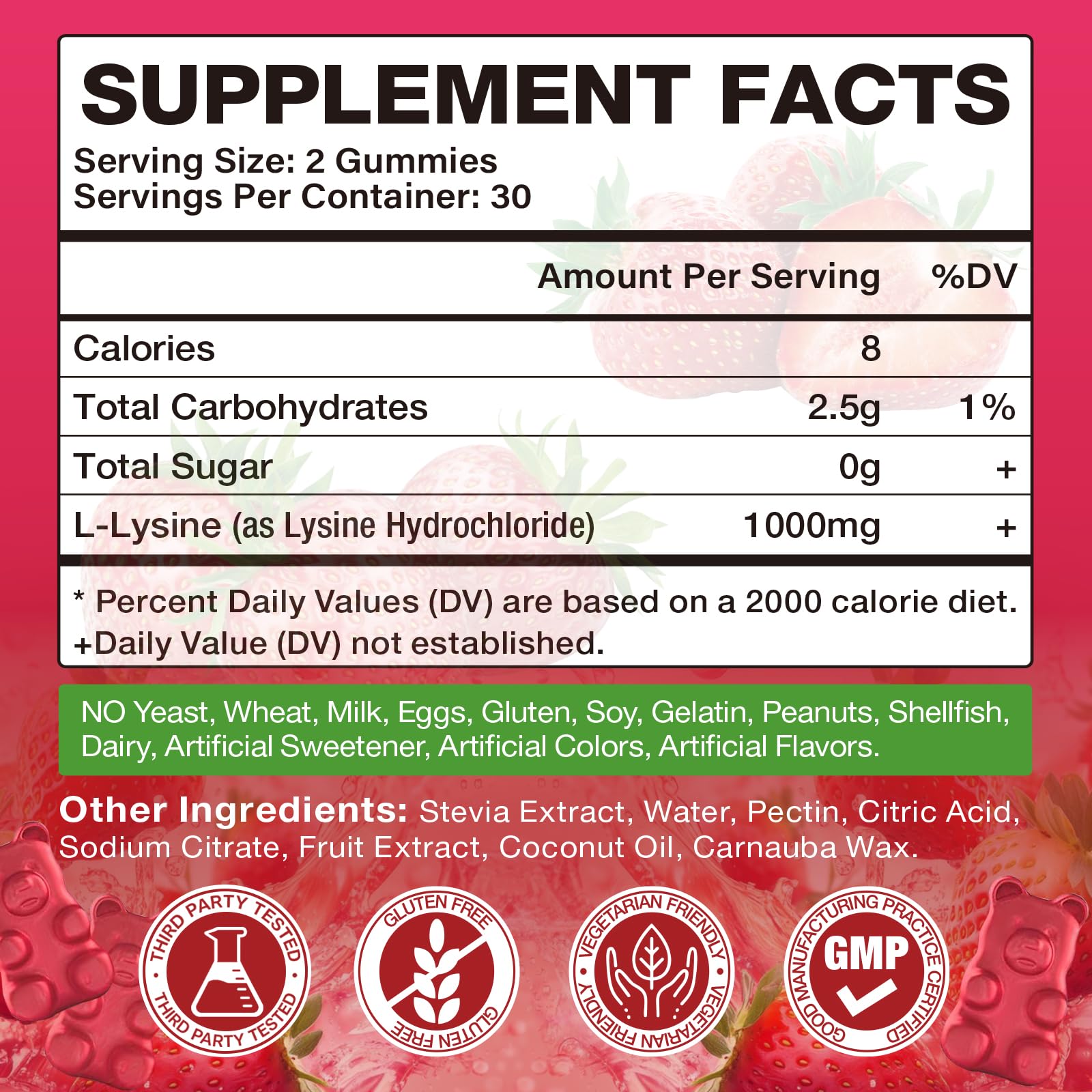 1000 mg l-lysine gummy supplements