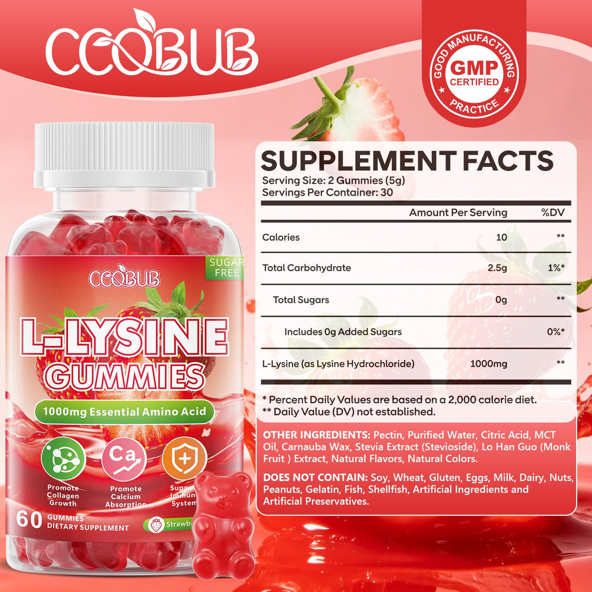 1000 mg L-Lysine gummy supplements