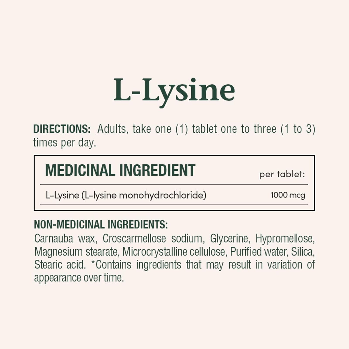 1000 mg L-Lysine supplement