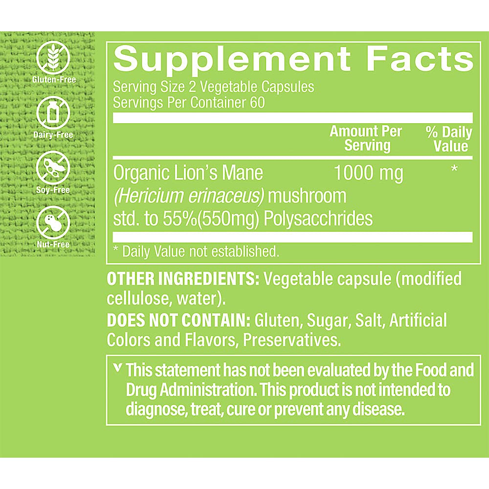 1000 mg Lion's Mane for cognitive support