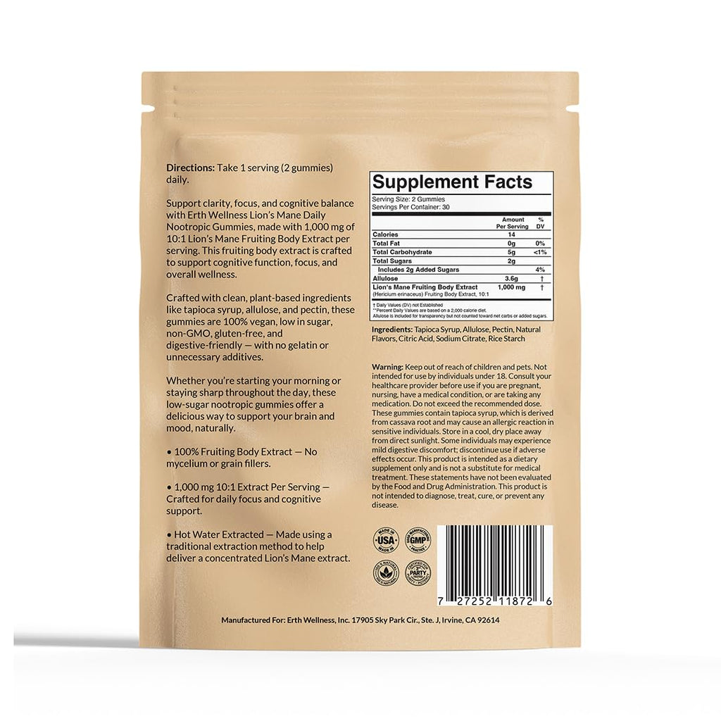 1000 mg Lion's Mane gummies for brain health