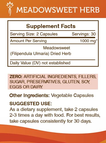 1000 mg Meadowsweet for stress relief