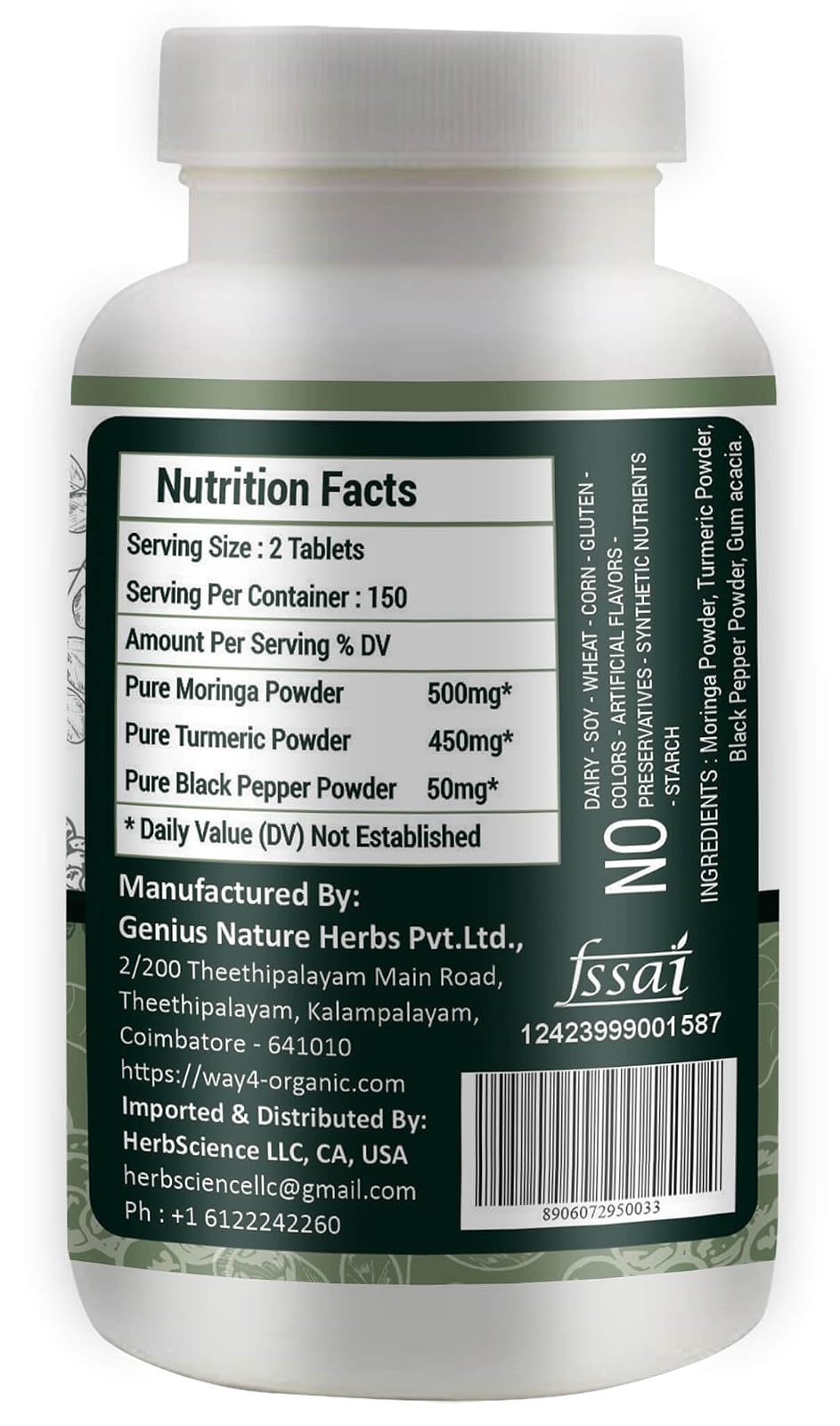 1000 mg Moringa supplement for wellness