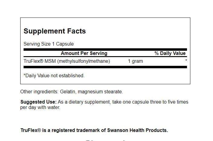1000 mg MSM for joint support
