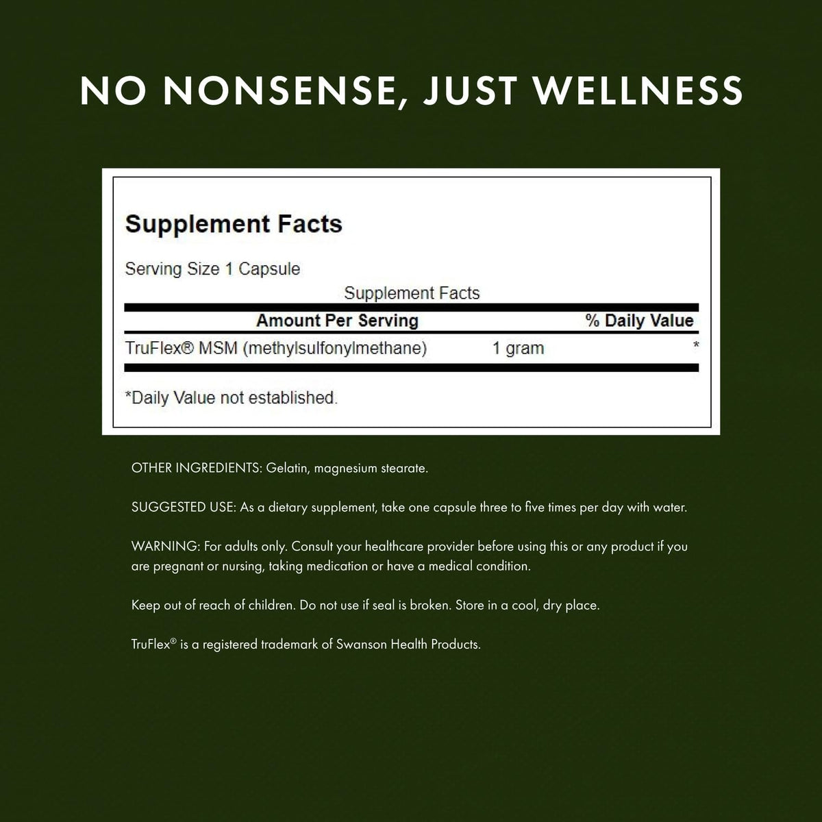 1000 mg MSM for joint support
