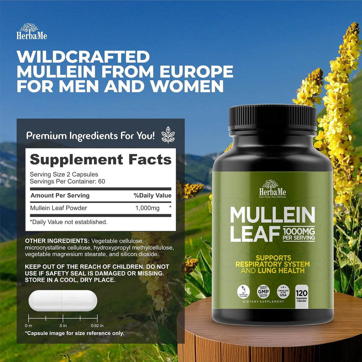 1000 mg Mullein Leaf for natural wellness
