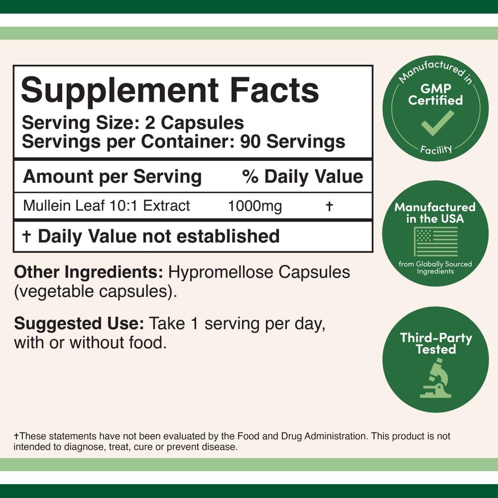 1000 mg Mullein Leaf supplement