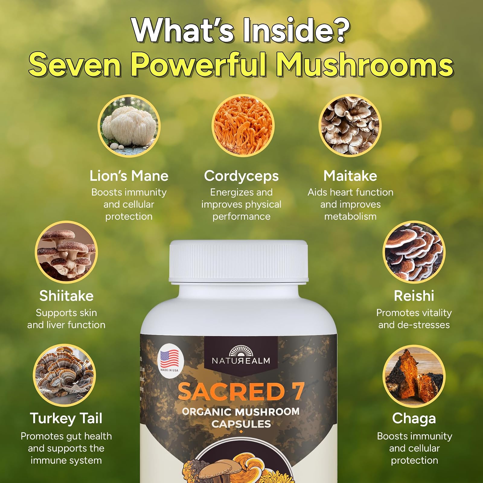1000 mg mushroom capsules for energy
