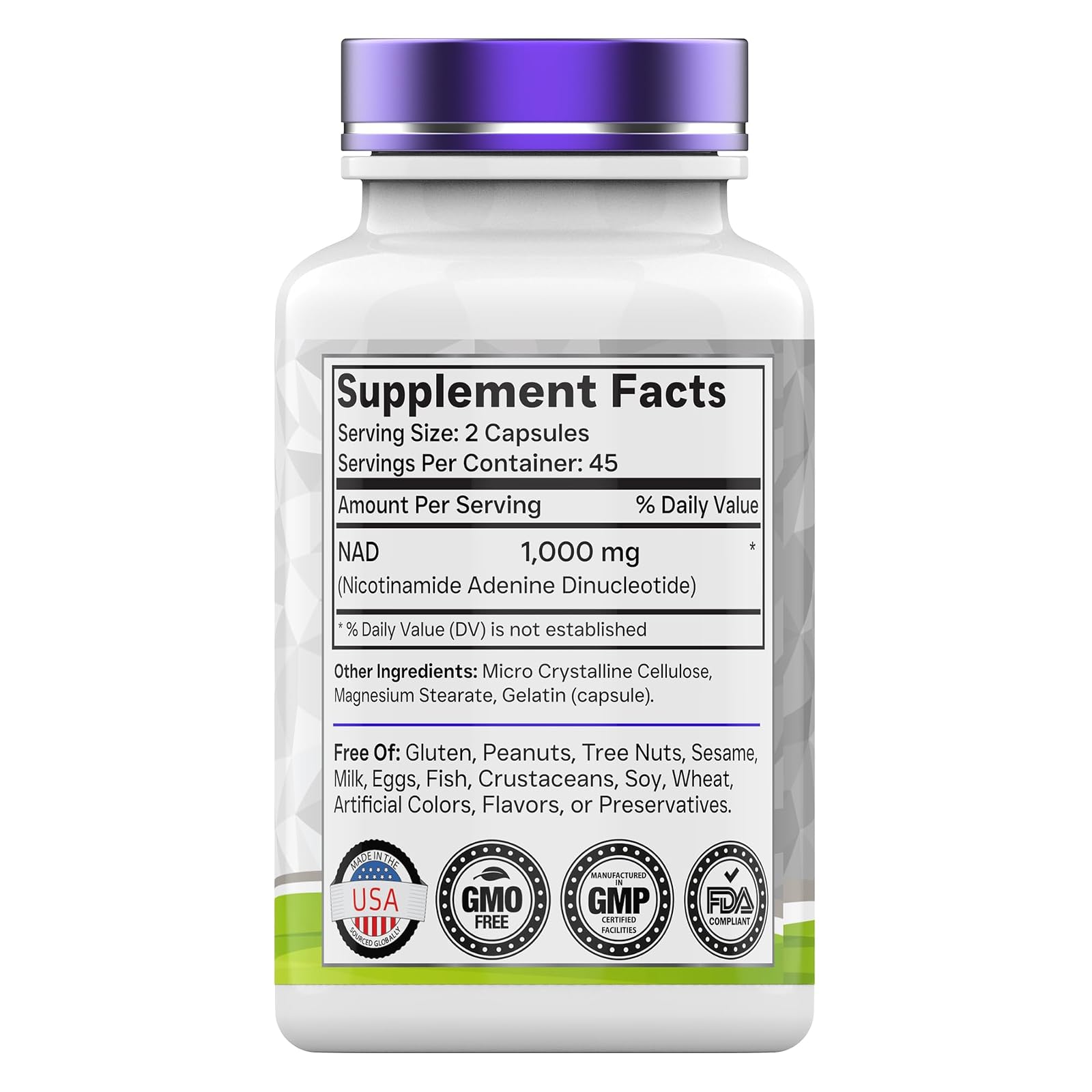 1000 mg NAD+ capsules for vitality