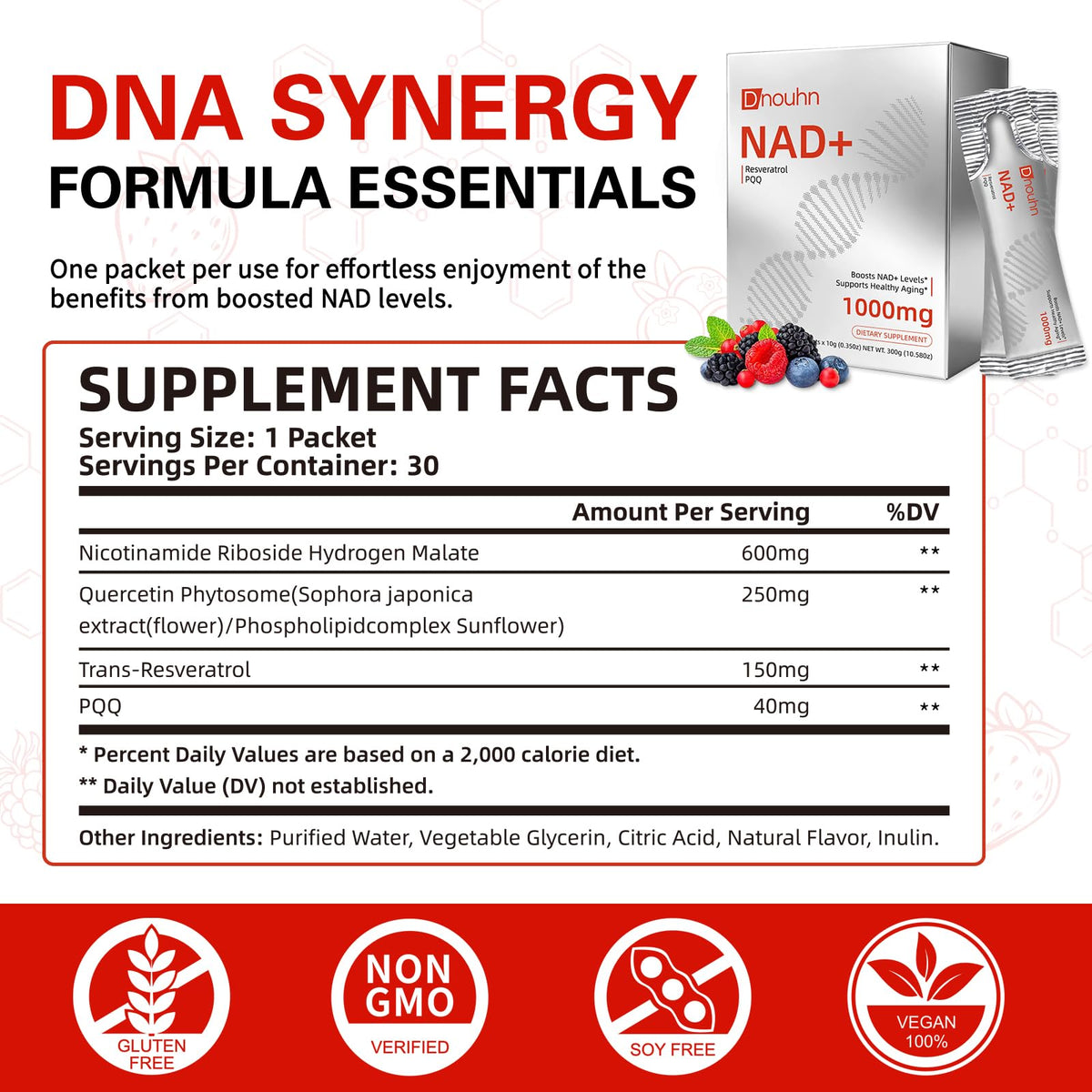 1000 mg NAD packets for wellness