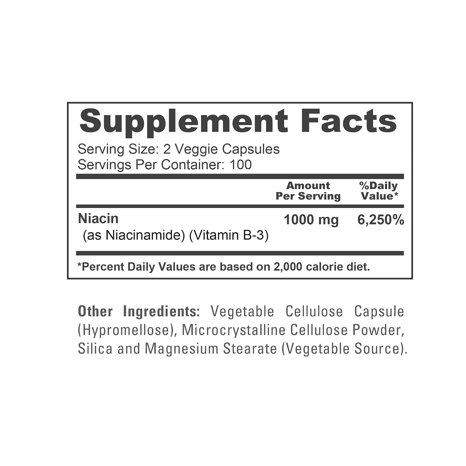 1000 mg Niacinamide for skin health