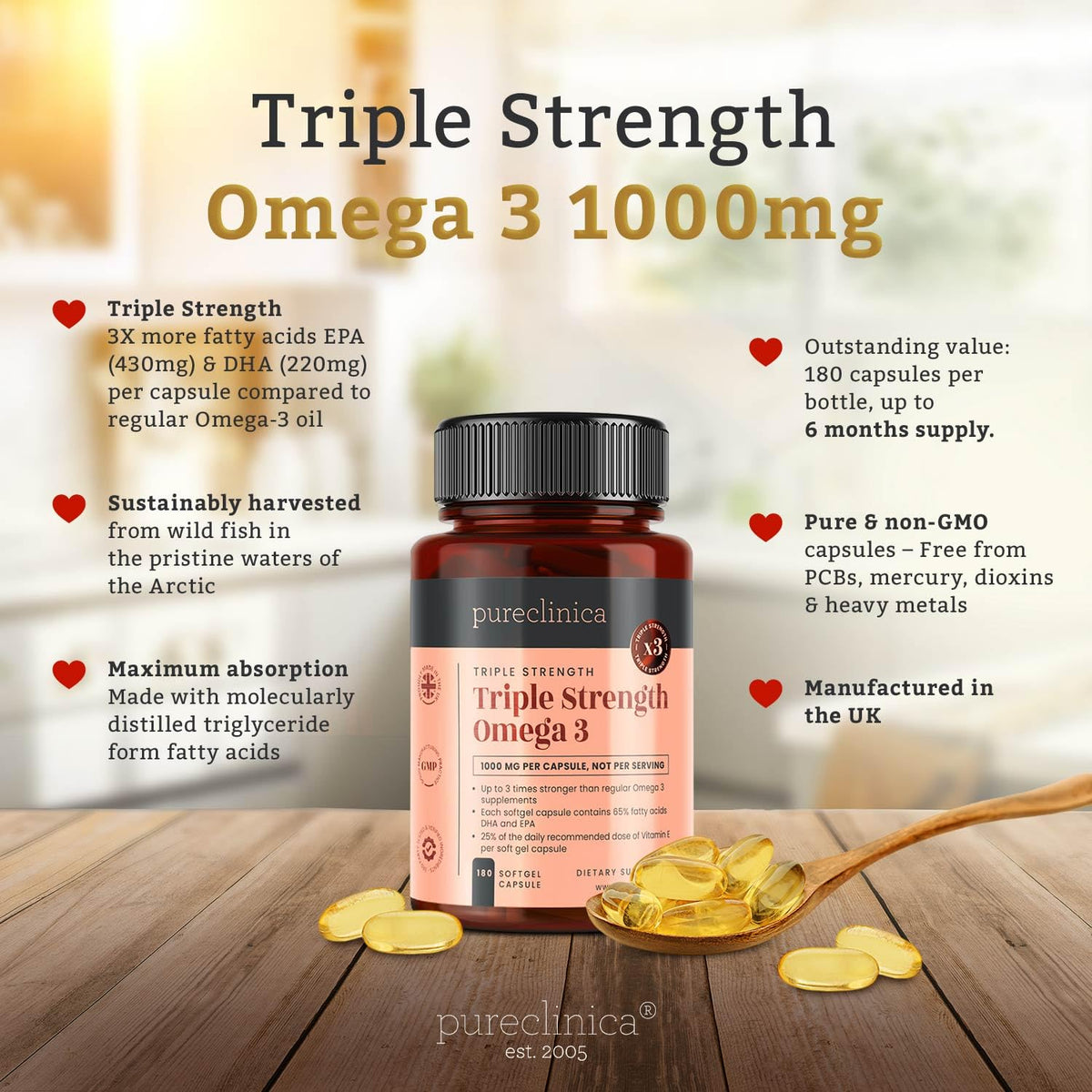 1000 mg Omega 3 for heart health