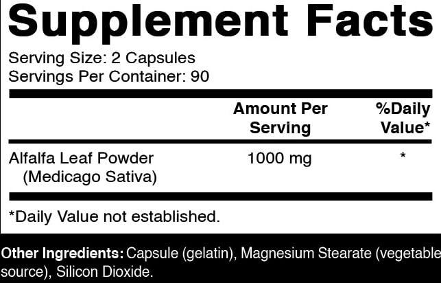 1000 mg Oxify Alfalfa health benefits