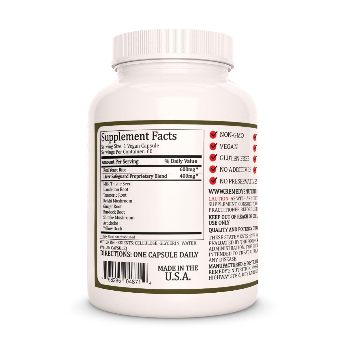 1000 mg Red Yeast Rice supplement