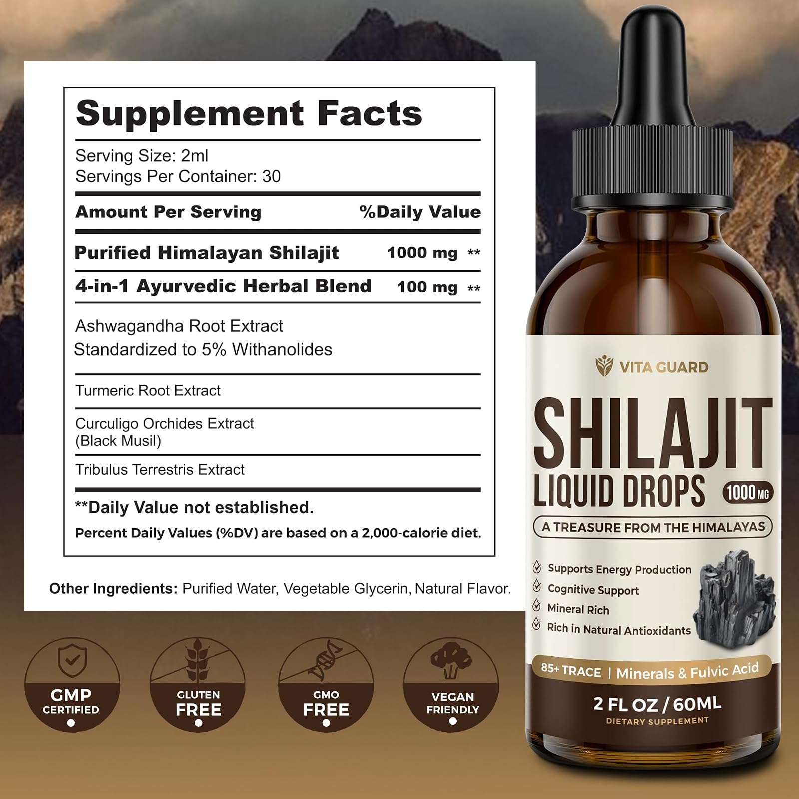 1000 mg Shilajit liquid supplement