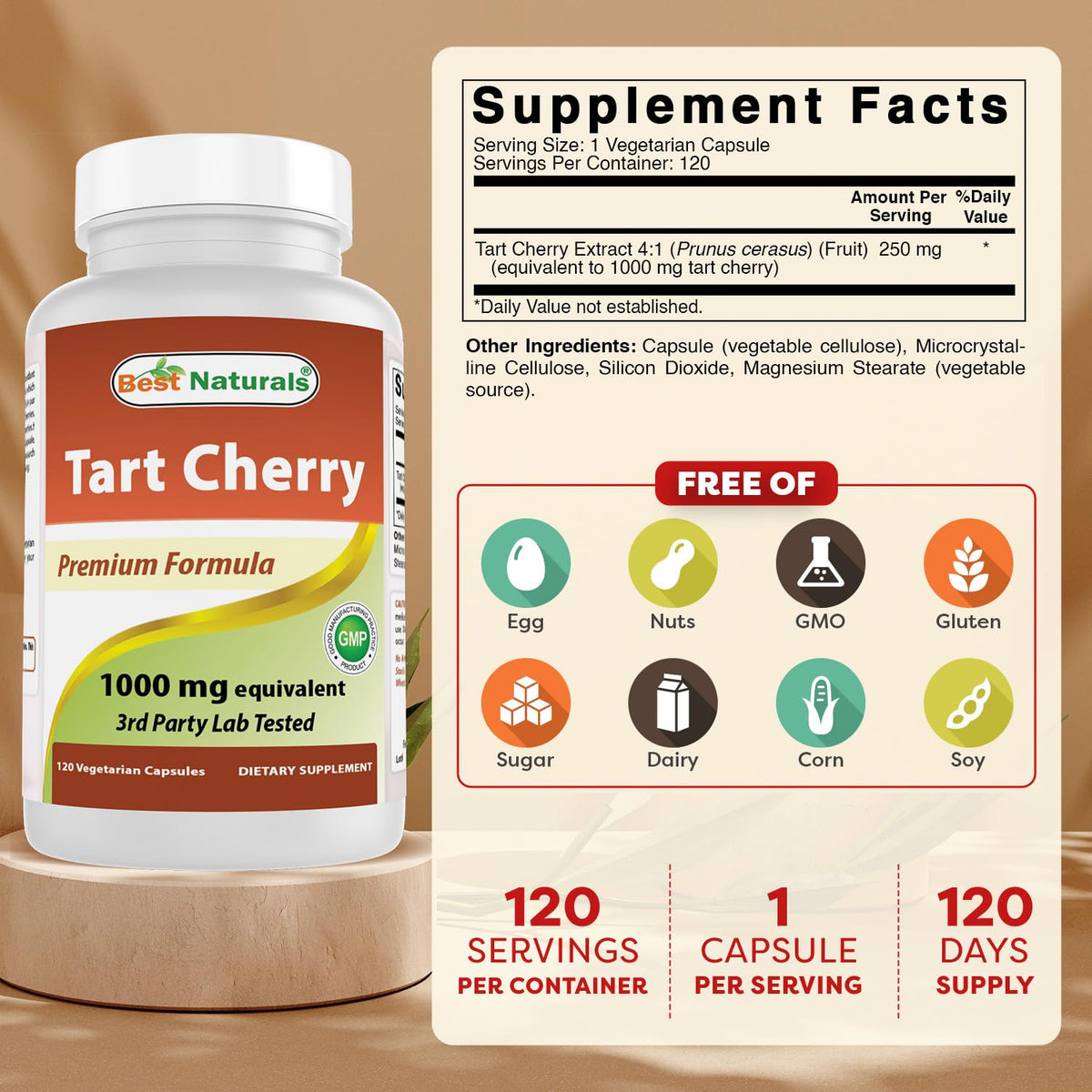 1000 mg tart cherry antioxidant supplement