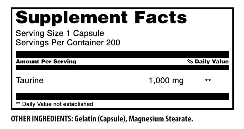 1000 mg taurine for energy support