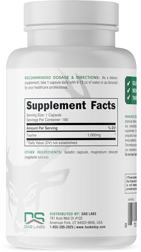 1000 MG taurine supplement capsules
